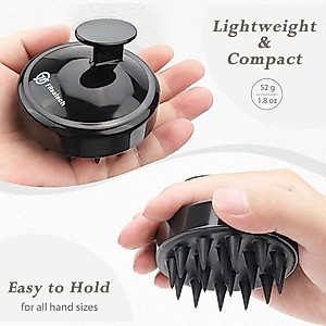 FREATECH Scalp Massager Hair Growth, Scalp Scrubber with Soft Silicone Bristles for Dandruff and Hair Care, Shampoo Brush Hair Massager Scalp Exfoliator for Wet & Dry, Long Curly Thick Hair, Black