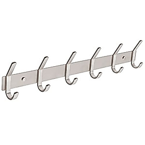 SAYONEYES Coat Rack Wall Mount with 6 Coat Hooks for Hanging - 17 Inch Heavy Duty SUS304 Stainless Steel Brushed Finish Waterproof – Wall Hook Rack for Bathroom Kitchen Entryway (Silver)
