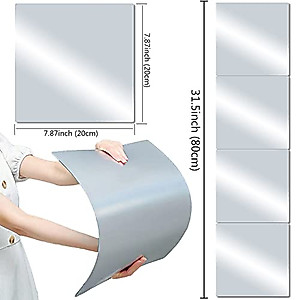 Jitejoe Wall Mirror Tiles,8''x8''x4PCS,Full Length Tiles,Flexible Full Body Mirror for Bedroom,Living Room,Acrylic Wall-Mounted Mirrors,Frameless Tiles (8''x8''-4PCS)