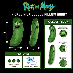 Franco Collectibles Pickle Rick and Morty Adult Swim Super Soft Plush Cuddle Pillow Buddy, One Size, (100% Officially Licensed Product)