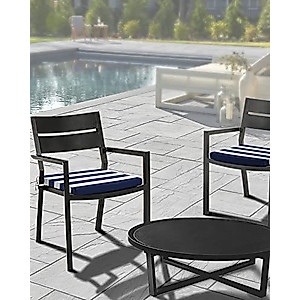 LUSWEET Waterproof Patio Chair Seat Covers Navy Stripes Simple Blue and White 2 Pack Outdoor Cushion Covers,Removable Cushion Slipcovers for Dining Room,Garden,Beach 20x18x4 Inch