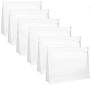 Gpurplebud Clear Toiletry Bags, PEVA Material Leakproof Zipper Bags, Security Approved Travel Makeup Cosmetic Bags for Women Men 6 Pack
