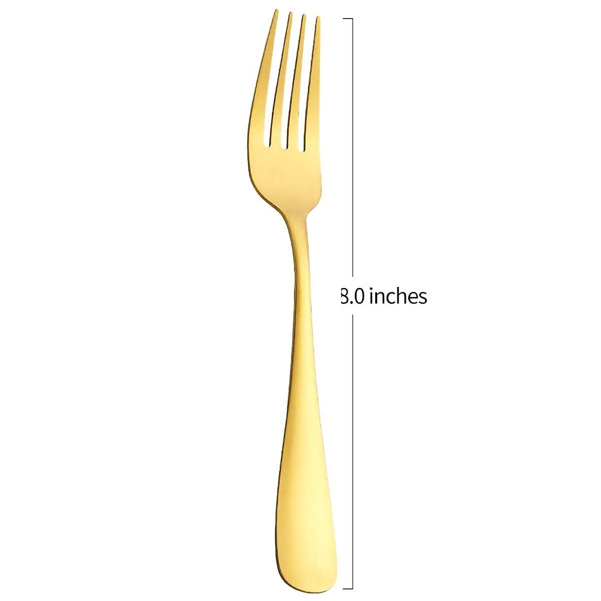 Matte Gold Dinner Fork Set, GoGeiLi 8.0-inch Stainless Steel Satin Finish Fork Silverware, Gold Flatware Table Fork Set of 6, Dishwasher Safe