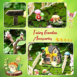 40 Pcs Fairy Garden Accessories Fairy Garden Miniatures Figurines Outdoor Fairy Garden House Kit Fairy House and Fairies for Fairy Garden Girl Fly Wing Dollhouse Decor for Home Garden Lawn Decoration