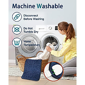 Zostuic Heating Pad for Back Pain and Cramp Relief, 11" x 26" Ultra Soft Large Washable Moist & Dry Heat Therapy Electric Heat Pads for Neck and Shoulders with 6 Heat Settings 3 Timer Settings(Blue)
