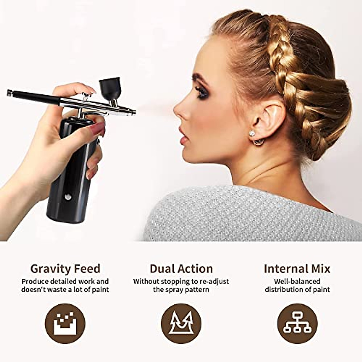 Airbrush Kit with Compressor kit 32PSI Cordless Airbrush Rechargeable Portable Dual Action Barber Airbrush Compressor, Air Brush for Painting, Model, Nail, Makeup, Barber. (Black)……