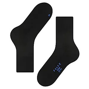 FALKE Unisex Run Socks, Light Cushion, Sporty, Classic Athleisure, Lightweight, Breathable, Skin-Friendly, Cotton, Black (Black 3000), 12.5-13.5, 1 Pair