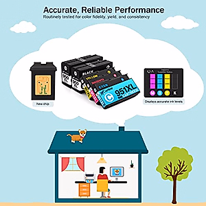 Cartlee 5 Pack Compatible Ink Cartridges Replacement for HP 950 951 950XL 951XL for OfficeJet Pro 8600 8610 8620 8615 8100 8625 8630 Printer Cartridge Combo (2 Black 1 Cyan 1 Magenta 1 Yellow)