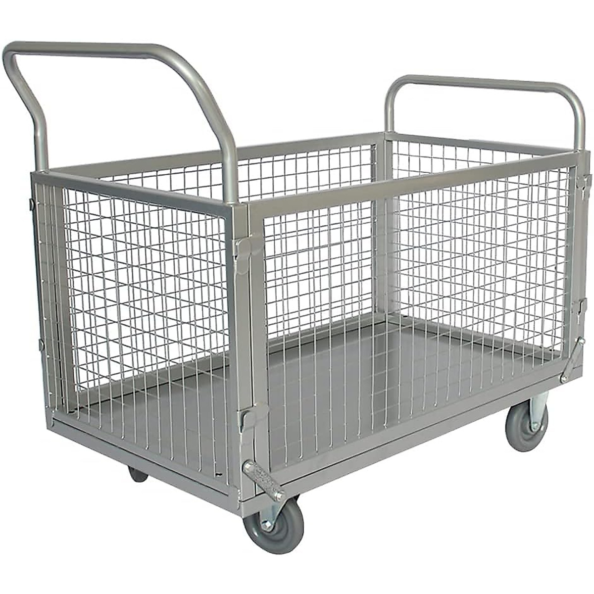 BaiYouMei Platform Truck Cart with Cage,4in1 Foldable Hand Truck Flat Cart 39"x24" Heavy Duty Push Cart Dolly, Load 1000lbs Large Flatbed Hand Truck Cart for Grocery, Laundry, Shelving, Storage