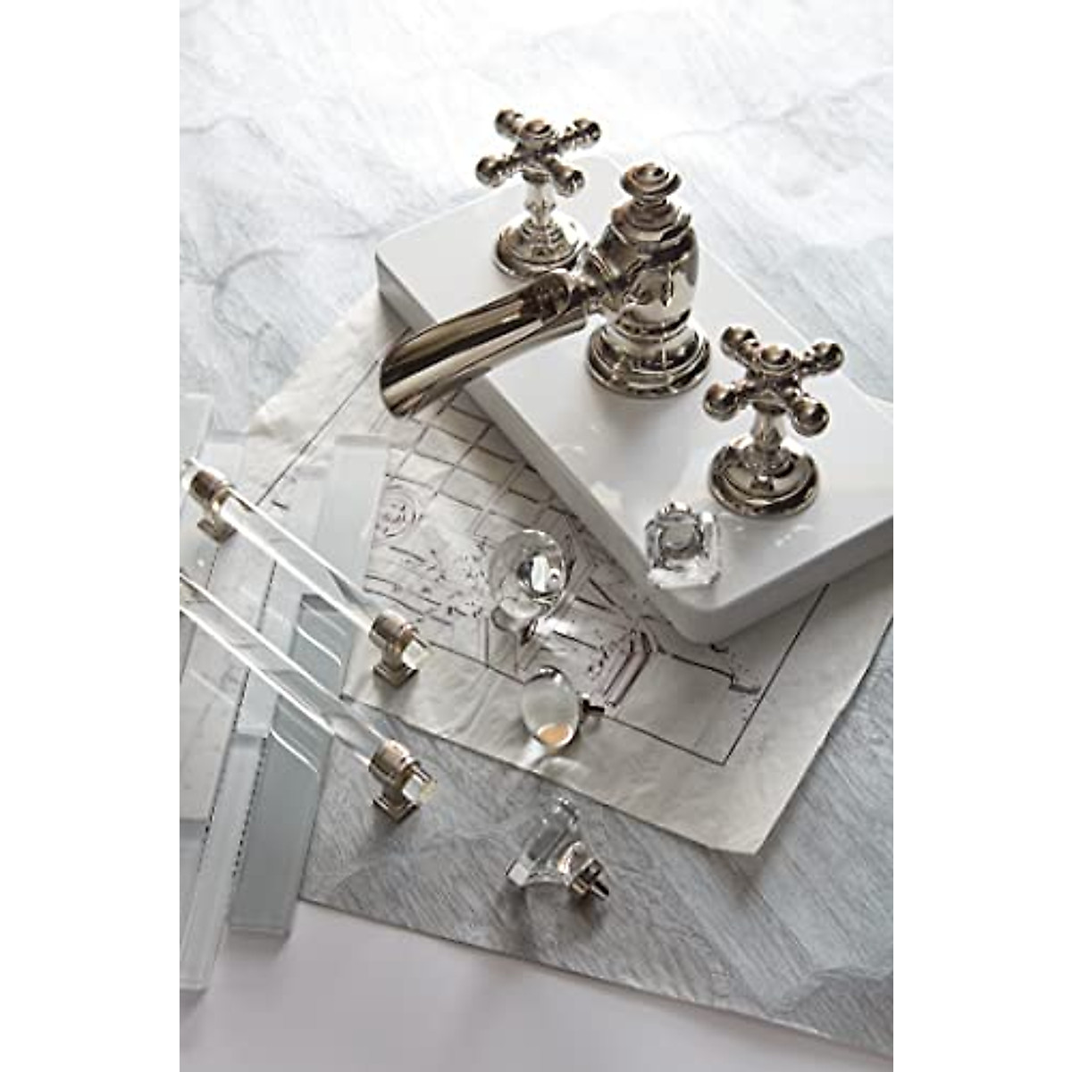 Amerock | Cabinet Pull | Clear/Polished Nickel | 3-3/4 inch (96 mm) Center to Center | Glacio | 1 Pack | Drawer Pull | Drawer Handle | Cabinet Hardware