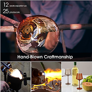 Colored Wine Glasses Set of 6, Large 16oz Hand Blown Crystal Wine Glassware, Stemmed Colorful Wine Glasses - Red & White, Modern & Elegant for Friends,Family,Wedding,Anniversary,Christmas,Birthday