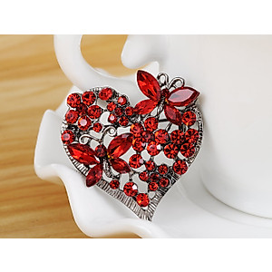 Alilang Womens Floral Silvery Tone Crystal Rhinestone Insect Butterfly Love Flower Heart Brooch Pin