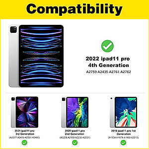 ProCase Keyboard Case for iPad Pro 11 2022 2021 2020 2018, Slim Shell Lightweight Cover with Magnetically Detachable Wireless Keyboard for iPad Pro 11 Inch 4th 3rd 2nd -Black