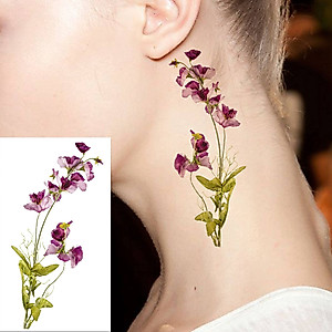 COKTAK 12Pieces/Lot 3D Watercolor Lavender Flower Temporary Tattoos For Women Body Art Arm Fake Flora Adults TattooSticker Waterproof Girls Tatoos