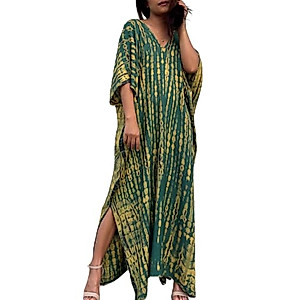 Wander Agio Skirt Long Dress Bikini Cover Up Beach Dresses for Women Robe Coverups Printing Dyeing Stripe Green Yellow 19