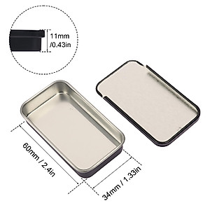 GENHAKON 50 PCS 2.36X1.3X0.43 Inch, Slide Top Tin Containers, Tin Box Container, Storage Boxes with Lid for Small Items, Such as Candy, USB Cable, Pills, Earring, Jewelry Craft, Etc