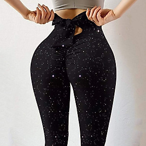 Leggings for Women Leopard Camouflage Non See Through High Waisted Tummy Control Seamless Scrunch Tights Bowknot Back Ultra Soft Stretchy Comfy Full-Length Gym Seamless Leggings Yoga Pants Tights