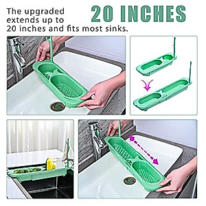 Lux&Chic Upgraded Telescopic Sink Storage Rack, Adjustable Sink Storage Rack, Sponge Caddy Telescopic Sink Rack, Telescopic Sink Shelf Kitchen, Sink Storage Rack Dish Hanger for Home Kitchen