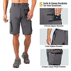 Wespornow Men's-Hiking-Shorts Tactical Shorts Lightweight-Quick-Dry-Outdoor-Cargo-Casual-Shorts for Hiking Cycling (Grey,XL)