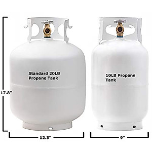Flame King YSN10LB 11 lb Steel Propane Tank Cylinder with Type 1 Overflow Protection Device Valve, Great for Camping, Fire Pits, Heaters, Grills, Overlanding, White