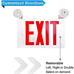 EXITLUX 2 Pack Red Led Exit Sign with Emergency Lighting Battery Backp -Two LED Adjustable Head -120V/277V-UL Listed-Exit Lighting -Dual LED Lamp ABS Fire Resistance for Power Failure.