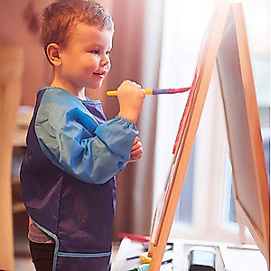 BAHABY Kids Art Smocks 4 Pack Painting Apron Waterproof Artist Smock with Long Sleeve and 3 Pockets for Age 3-8 Years