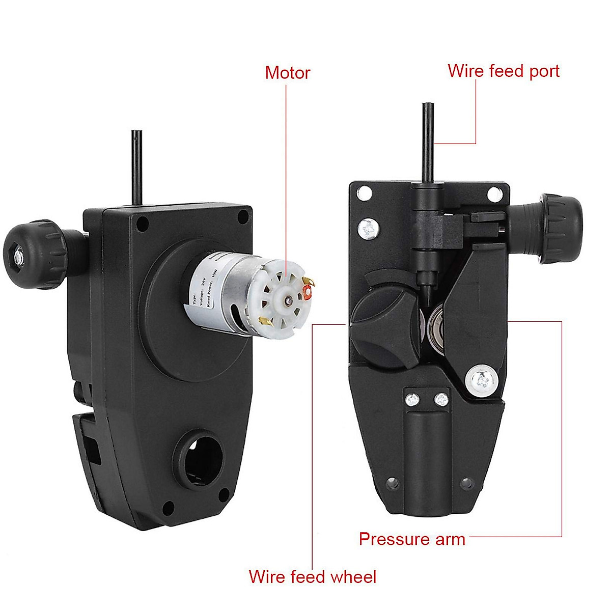 PUSOKEI Mig Welder Roll Wire Feed Motor DC 24v 10W, 0.6-1.0mm Welder Flux Core Wire Automatic Feed Soldering Wire Feeder Machine, Low Noise
