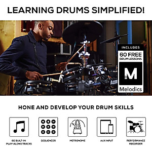 Alesis Drums Command Mesh Kit - Electric Drum Set with USB MIDI Connectivity, 600+ Electronic & Acoustic Drum Kit Sounds and Dual Zone Mesh Pads