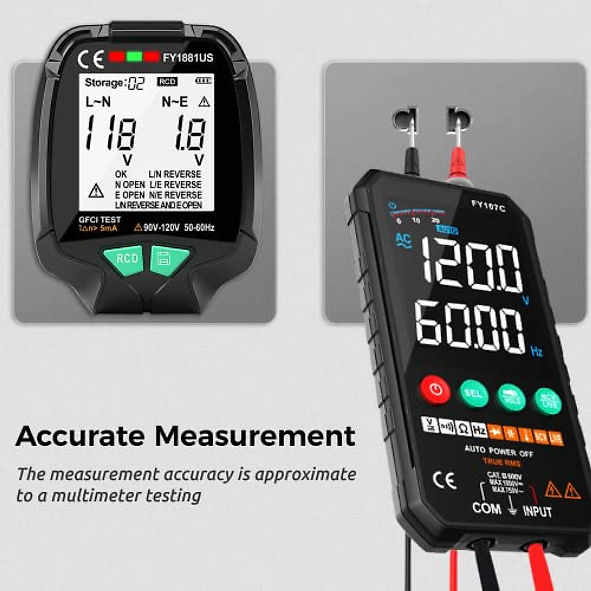 Homaisson Electrical Outlet Tester with GFCI, 3 Prong 120V AC Receptacle Tester & Socket Tester with LCD Voltage Display and Data Storage Function, 7 Common Wiring Problem Circuit Detection for Home