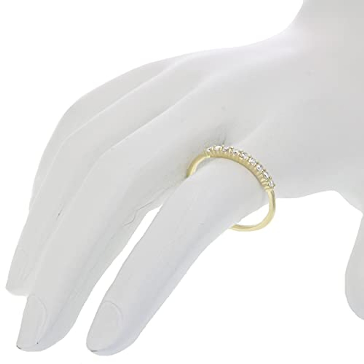 VIR JEWELS 1/5 cttw Round Diamond Wedding Band for Women in 14K Yellow Gold 9 Stones Prong Set, Size 7.5