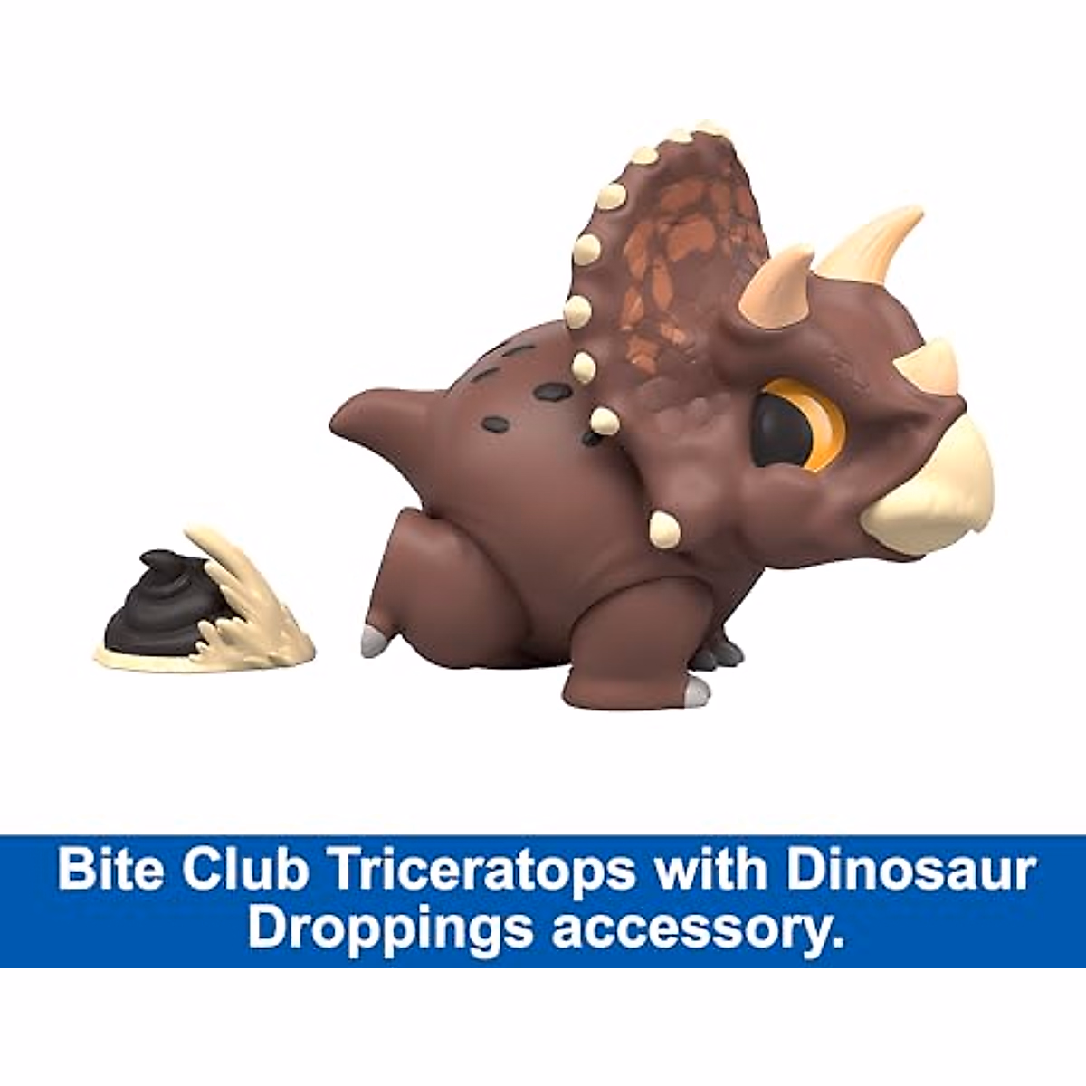 Mattel Jurassic World Bite Club Dinosaur Action Figure & Accessory, Triceratops Chubby-Stylized Toy Collectible