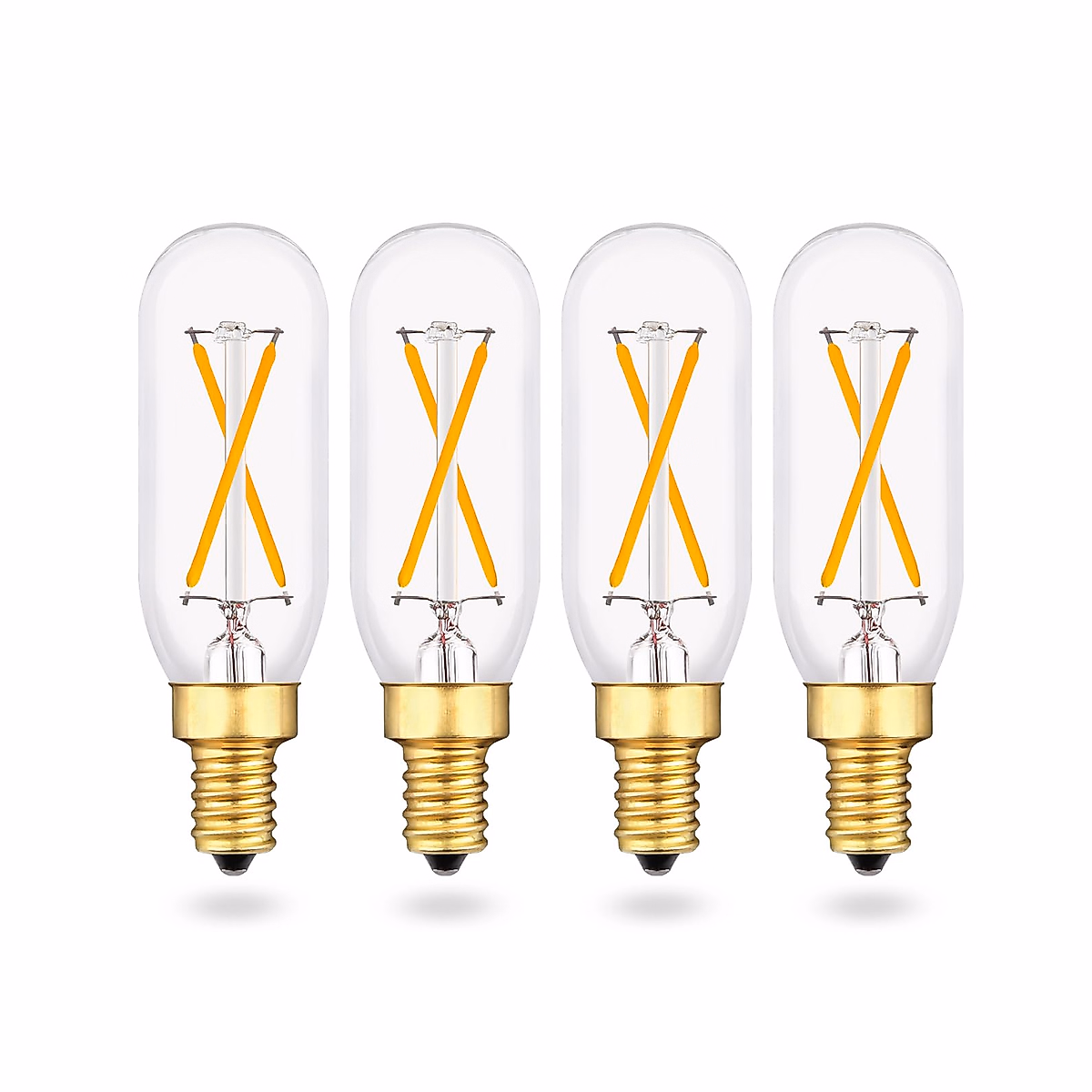 Vintage Dimmable T6 LED Bulb, 25W Equivalent/ 2 Watt, Antique E12 Edison Candelabra Light Bulbs, 2700K Soft Warm White T8/T25 Small Tubular Chandelier Lamp, 4 Pack