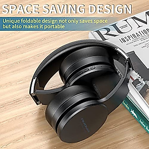 Active Noise Cancelling Headphones Wireless Bluetooth Over Ear Headphone Sound Canceling Headsets with Mic,35H Playtime,Deep Bass,Foldable for Home Work Office Travel,Cell Phone, Laptop,PC,TV,Blk
