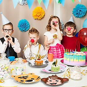 Sunnyray 72 Pcs Jungle Safari Paper Plates 7" Animal Shaped Disposable Dessert Dinner Plates Safari Birthday Party Plates Dinnerware Decorative for Birthday Baby Shower Jungle Animal Party Supplies