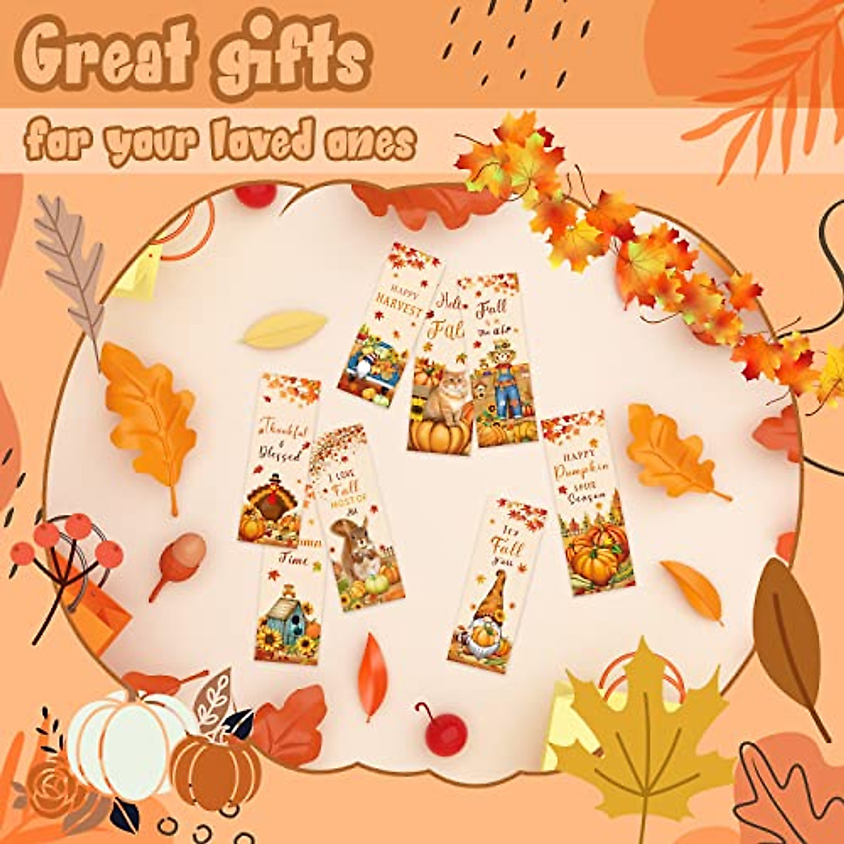YoeeJob 48 Pcs Cute Fall Bookmarks Bulk for Book Lovers, Book Markers for Women/Men/Kids, Personalized Bookmark in Autumn/Thanksgiving, Ideal Birthday/Holiday Gift for You Friend