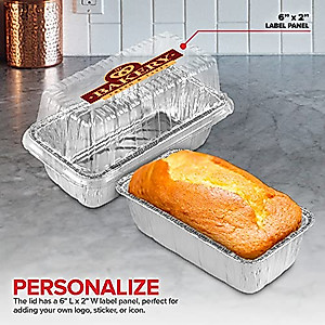 Stock Your Home Disposable Aluminum Loaf Pans with Lids, 2 Lb (50 Pack) Foil Baking Tins with Plastic Lid, Tin Pan with Cover for Cake, Banana Bread, Meatloaf, Mini Lasagna, Drip Trays