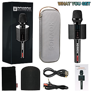 BONAOK Karaoke Microphone, Portable Wireless Bluetooth Karaoke Mic for Adults&Kids Car Home Outdoor Party, Karaoke Machine for PC/All Smartphone G50 Black