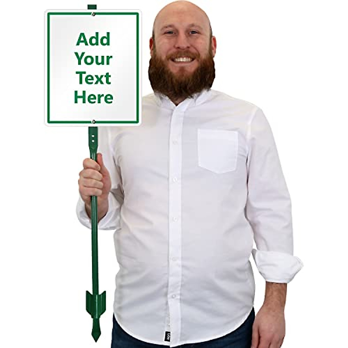 SmartSign 12 x 10 inch Custom Yard Sign with 3 foot Stake - Add Your Text, 40 mil Laminated Rustproof Aluminum, Choose Your Color, Set of 1