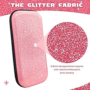 homicozy Glitter Carrying Case for Nintendo Switch and Switch OLED Console,Pink Hard Travel Case Shell Pouch for Nintendo Switch Console & Accessories,Protective Carry Case Compatible with Nintendo for Girls