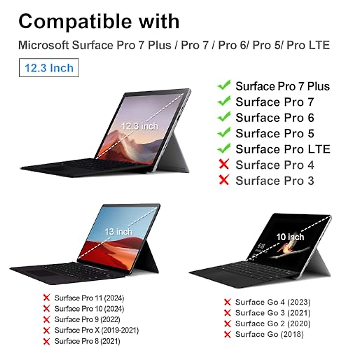 Fintie Hard Case for Microsoft Surface Pro 7 Plus, Surface Pro 7/6/5/LTE, Shockproof Folio Protective Rugged Cover Compatible with Type Cover Keyboard + Original Kickstand (Frost Blue)