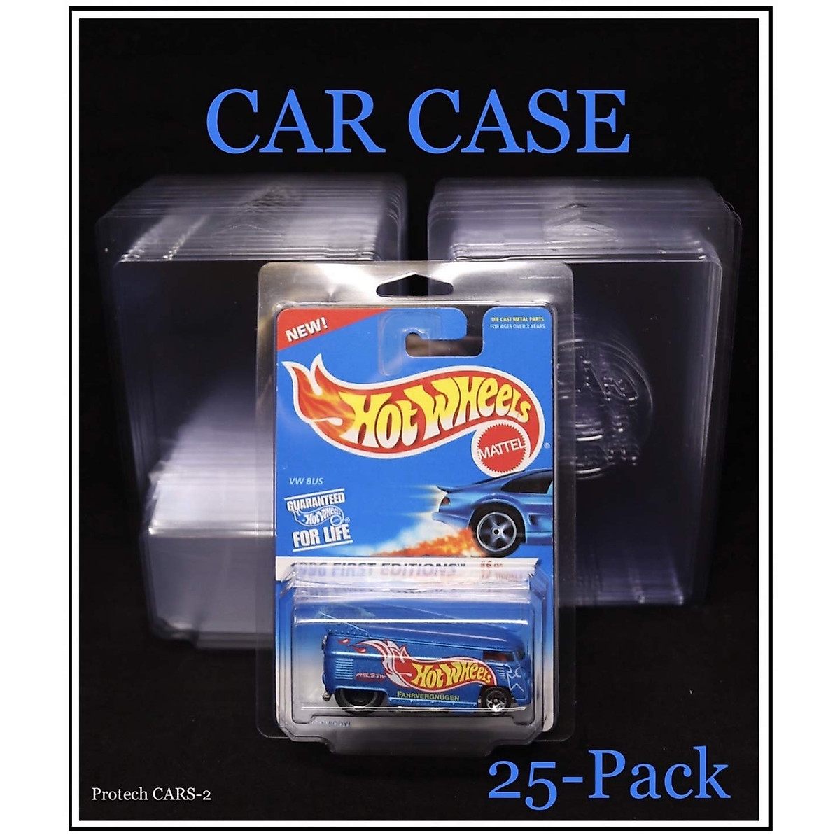 Protech SSCARS-2 Storage/Display Space Saver Car Case for Carded Hot Wheels, 4.25" W x 6.5" H x 1.25" D, 25-Pack
