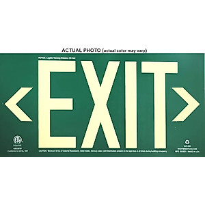 Photoluminescent Exit Sign Green - Aluminum Code Approved UL 924 / IBC / NFPA 101 | NightBright USA Part Number ULG-050