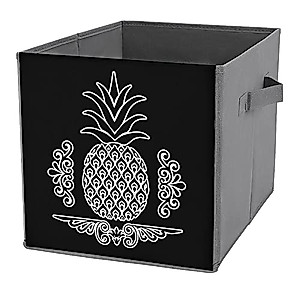 Pineapple Art Collapsible Storage Bins Basics Folding Fabric Storage Cubes Organizer Boxes with Handles