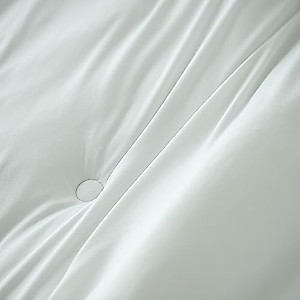 KASENTEX Jersey Knit California King Comforter Set, Noiseless Duvet Insert 3 Piece Solid Breathable, 2 Pillow Shams, 96 by 106 Inches, Lightweight California King Size, White