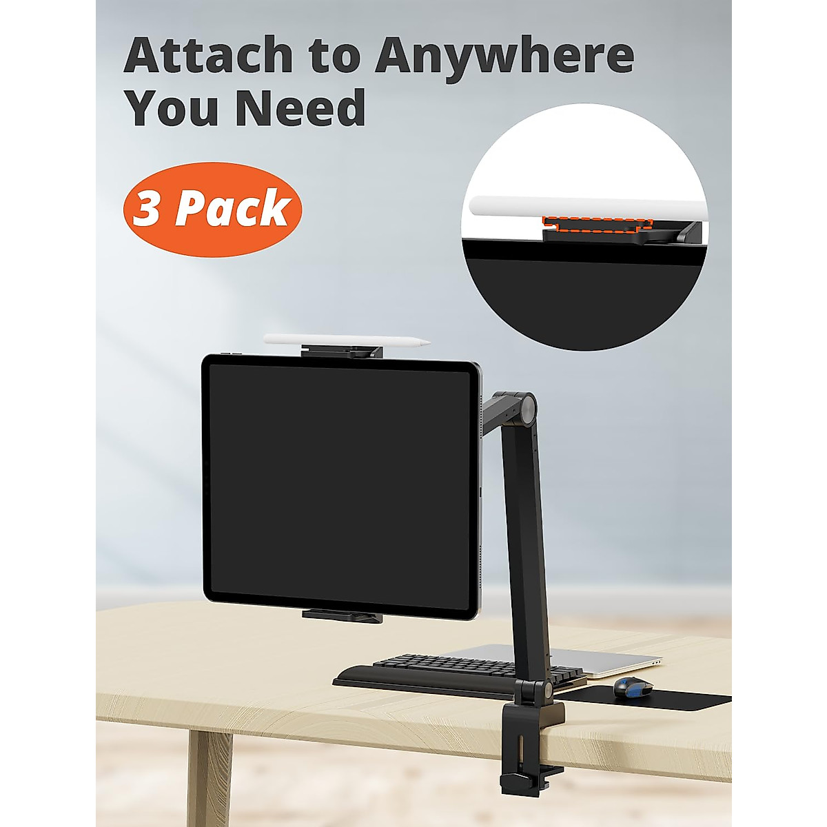 SUPMEGA 3 Pack Magnetic Pencil Holders Compatible with Apple Pencil 2nd Generation, Sturdy Aluminium Alloy Pencil Stand Office Desk Accessories Keep Pen Secure & Handy