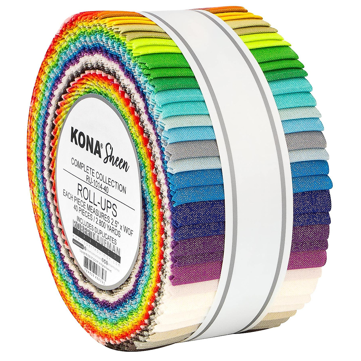 Kona Cotton Solids Sheen Roll Up 40 2.5-inch Strips Jelly Roll Robert Kaufman Fabrics RU-1014-40, Assorted, 2.5 Inches