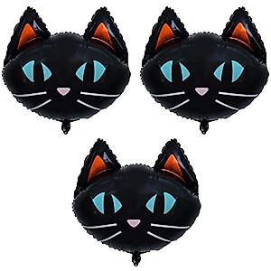 25.6" Black Cat Balloons - Cat Head Foil Balloon Decoration for Halloween Birthday Baby Shower Animal Party Day of Death Decor Supplier 3PCS