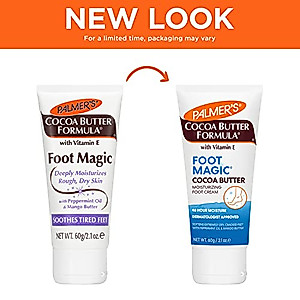 Palmer's Cocoa Butter Formula Foot Magic Moisturizing Foot Cream for Dry, Cracked Heels, Feet Moisturizer with Peppermint Oil & Vitamin E, 2.1 Ounces