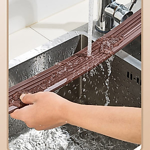 Under Door Draft Stopper 37 Inch Bottom-of-Door Soundproofing, Door Draft Stopper Weather Stripping Window Breeze Blocker Adjustable Door Sweeps,Stripping Noise Blocker Window Breeze Blocker (Brown)