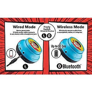 eKids Ryans World Kids Bluetooth Headphones, Wireless Headphones with Microphone Includes Aux Cord, Volume Reduced Kids Foldable Headphones for School, Home, or Travel